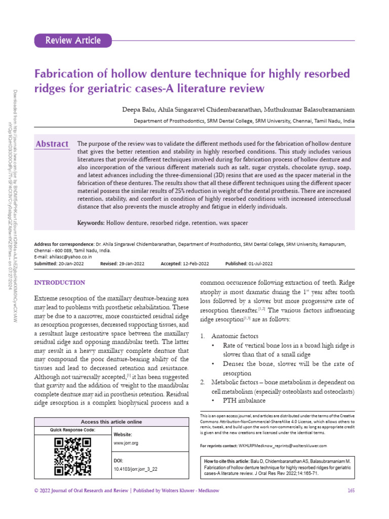 Fabrication of Hollow Denture Technique For Highly.14 | PDF | Dentures ...