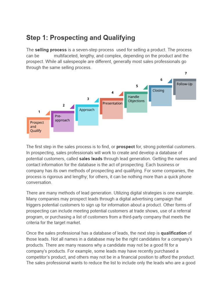 Step 1 - Prospecting and Qualifying | PDF | Sales | Customer ...