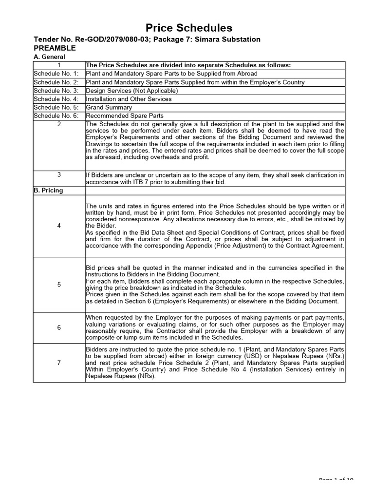 BOQ-Price Schedule P-7 - Simara | PDF | Electrical Substation | Relay