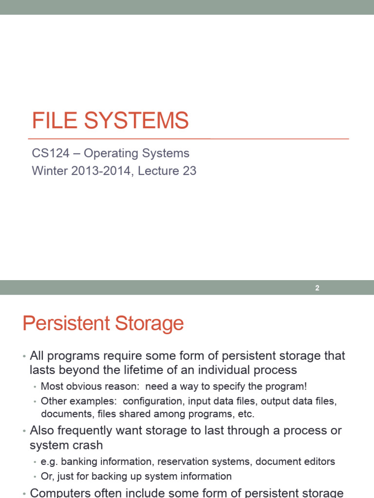 CS124 Lec 23 | PDF | Computer File | File System