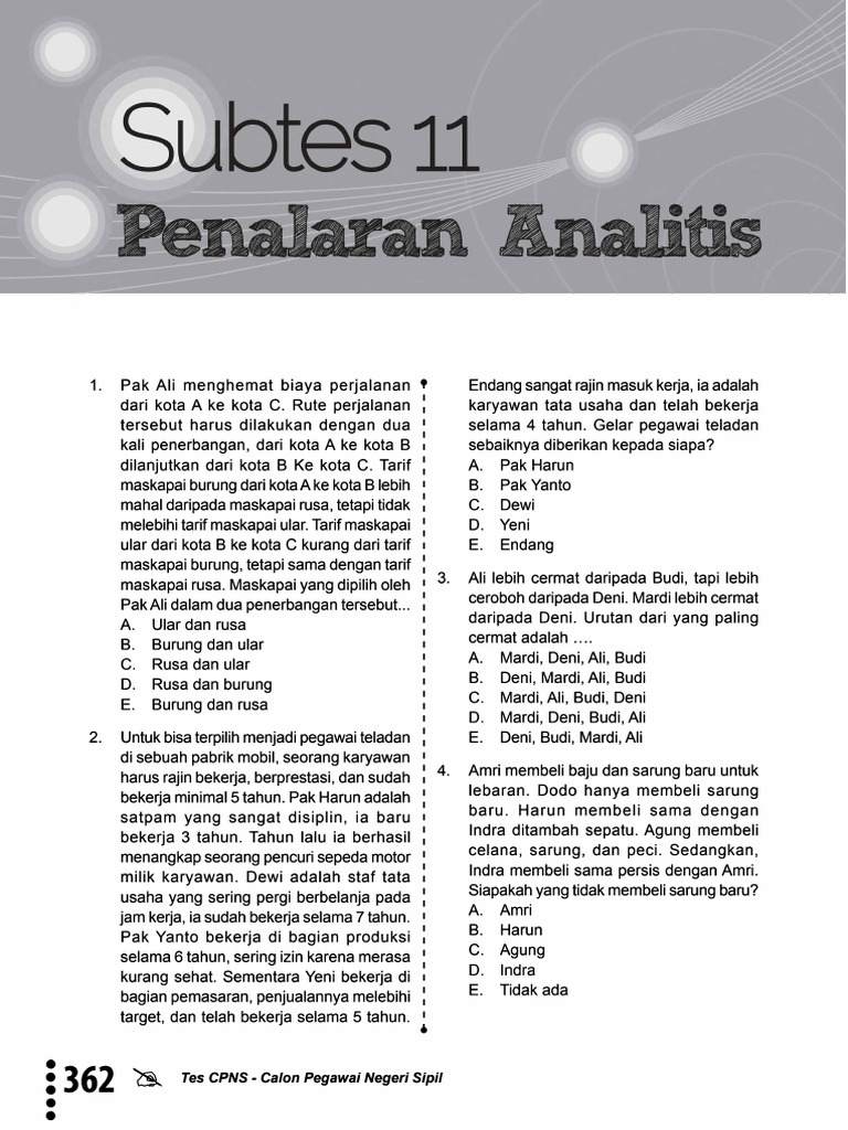 TIU Subtes 11 - Penalaran Analitis - Soal | PDF