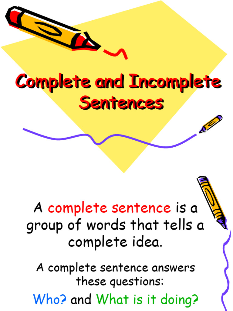 Complete and Incomplete Sentences | PDF