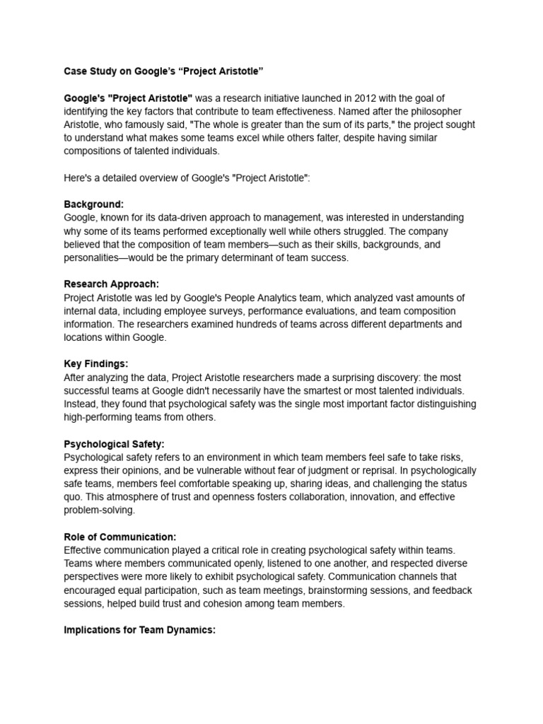 Google's "Project Aristotle" | PDF | Leadership | Communication