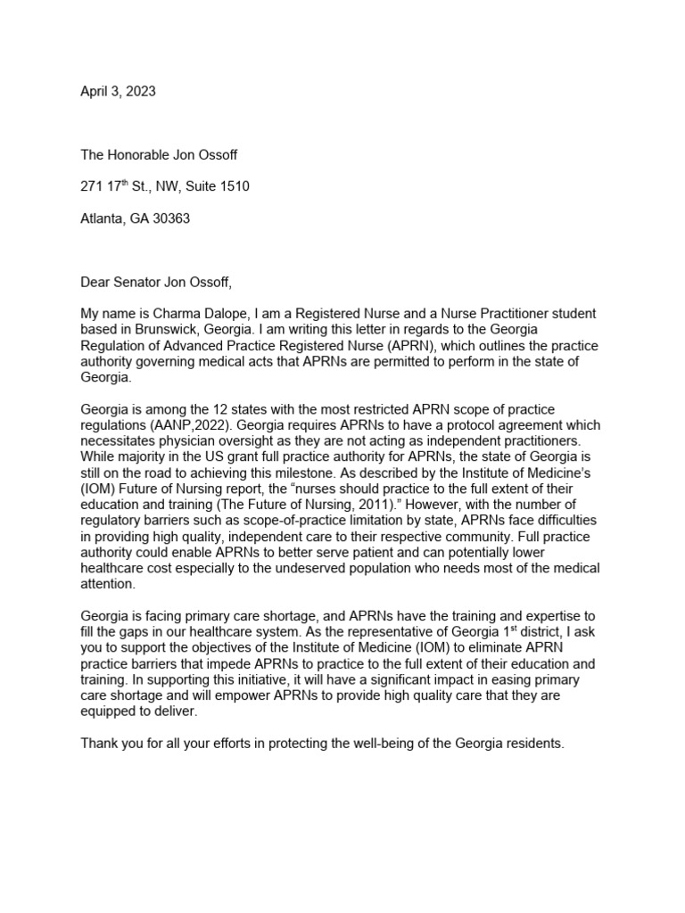 Legislative Letter 3 | Download Free PDF | Nursing | Health Care