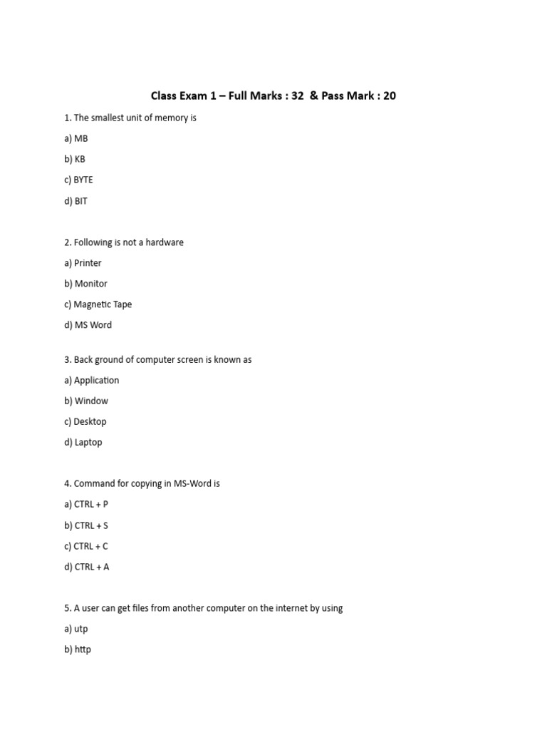 question paper basic | PDF | Computer Data Storage | Input/Output