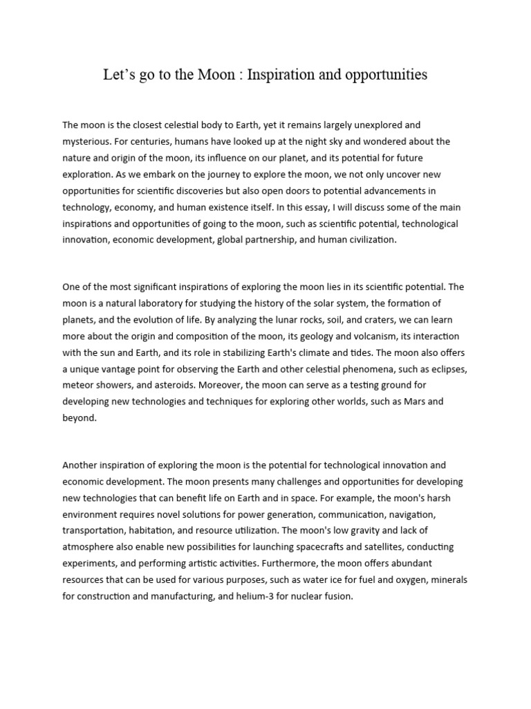 Let's Go To The Moon: Inspiration and Opportunities | PDF | Moon ...