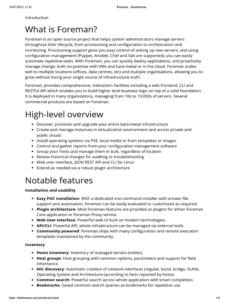 Foreman - Introduction | PDF | Cloud Computing | Computer Network
