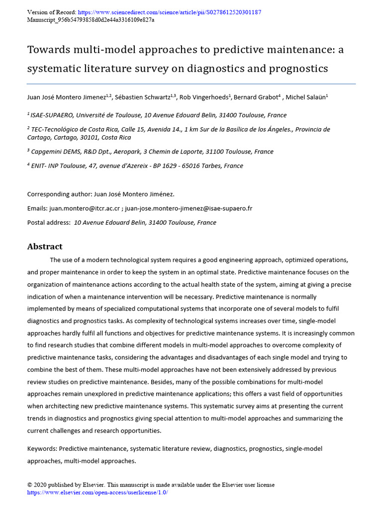 Towards Multi Model Approaches To Predictive Maintenance A Systematic Literature Survey On ...