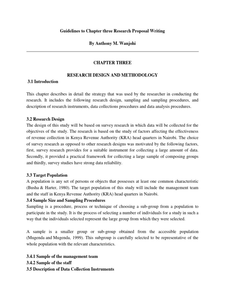 Guidelines To Chapter Three Research Proposal Writing | PDF | Survey Methodology | Quantitative ...