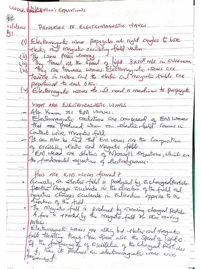 Maxwell's Equations Properties of Electromagnetic Waves | PDF