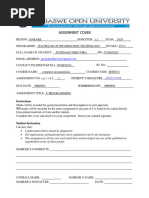 Assignment Cover Page For NUST | PDF