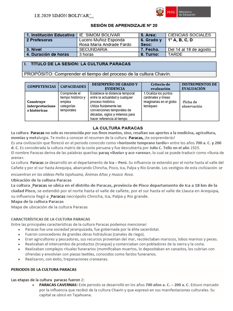 Eda 2 Sesión Chavin | PDF