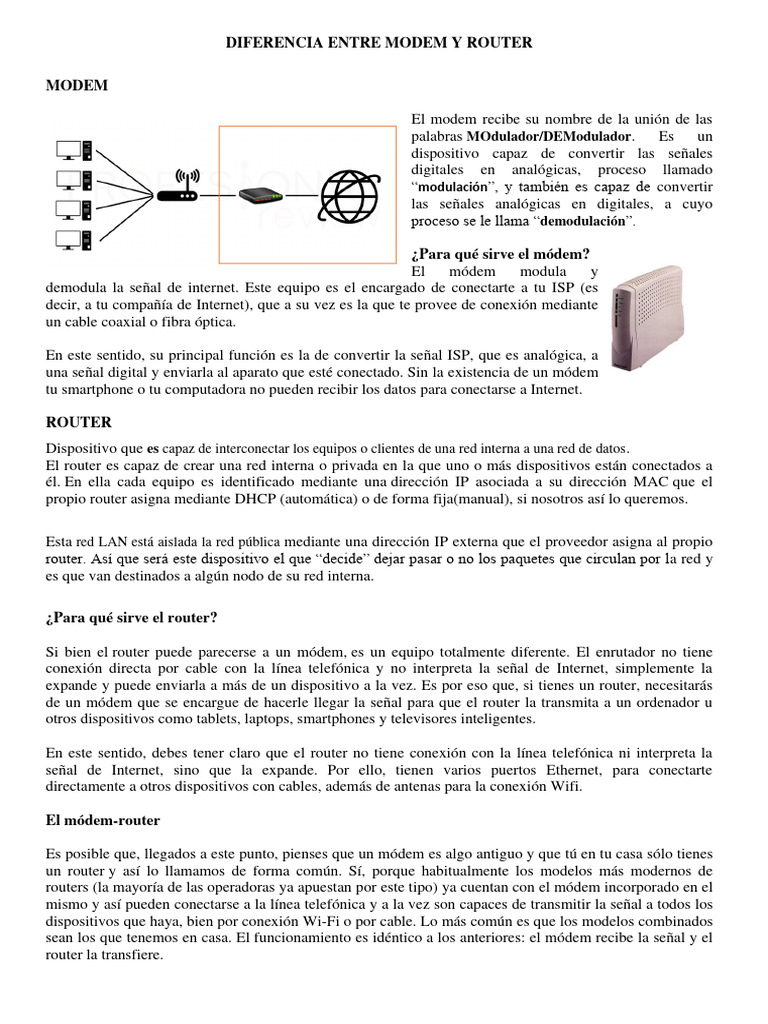 Modem y Router | PDF | Enrutador (Computación) | Red de computadoras