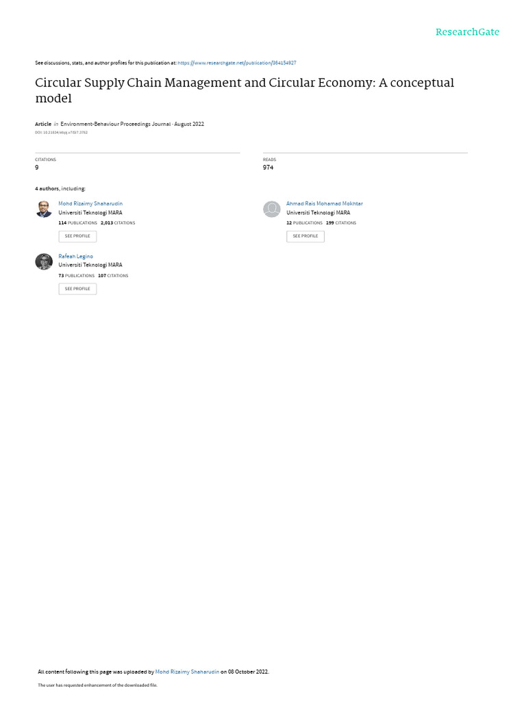 Circular Supply Chain Management and Circular Economy: A Conceptual ...