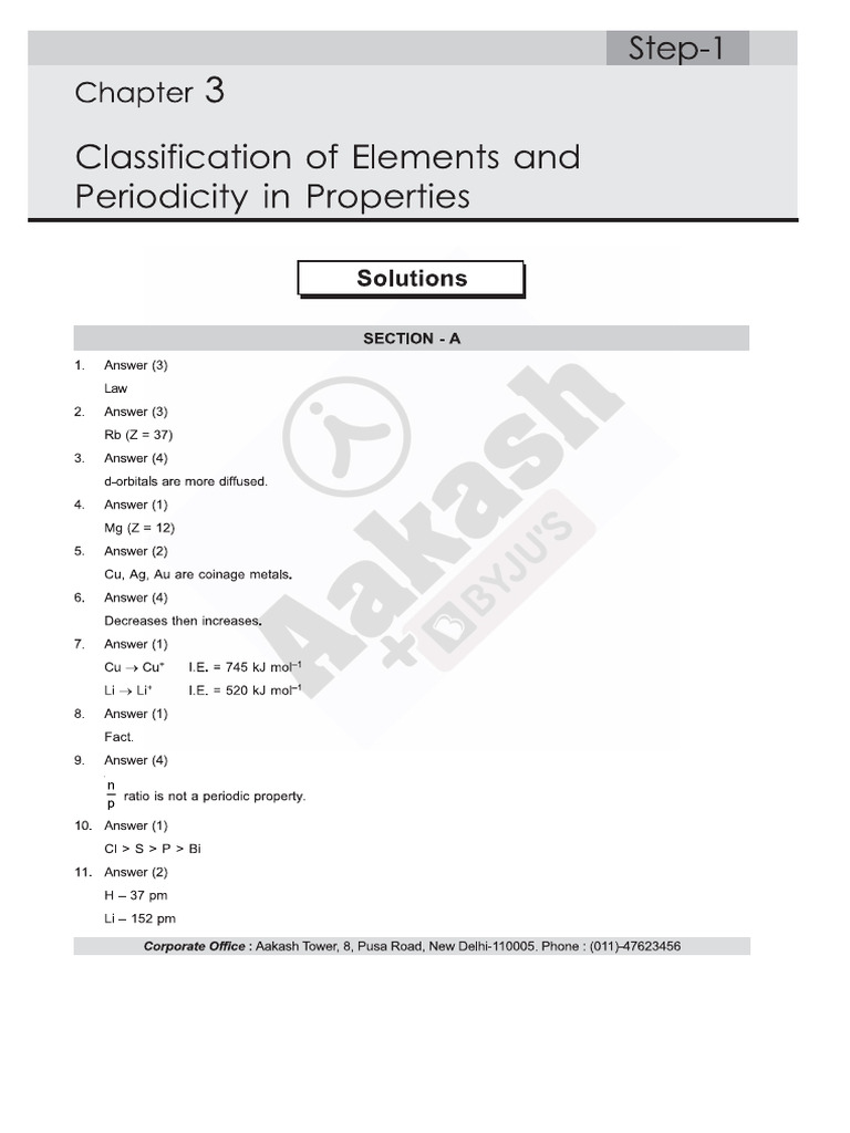 Peridic Table Solutions | PDF