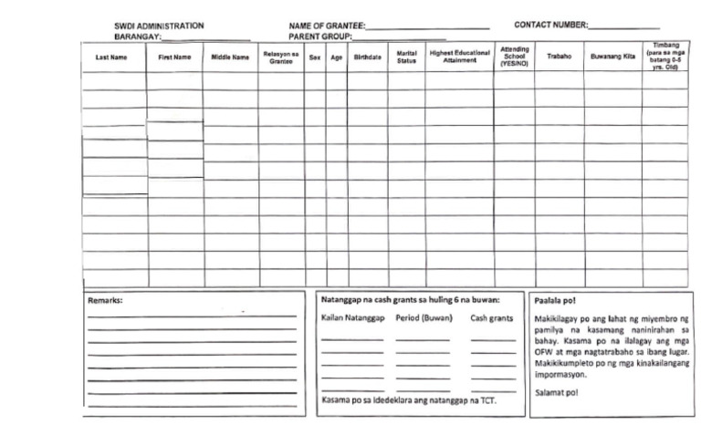 Pantawid Form | PDF