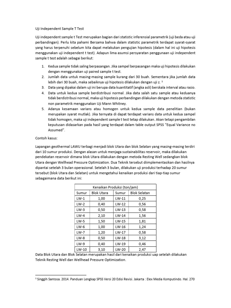 Contoh Independent Sample T Test | PDF