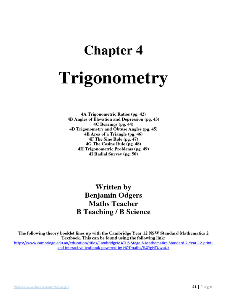 2020 MS Trigonometry Notes Benjamin Odgers | PDF | Trigonometry | Triangle