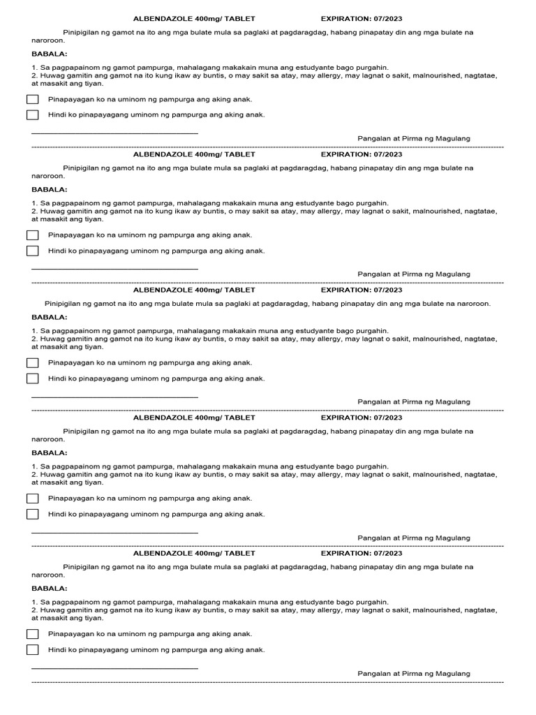 Deworming Consent | PDF