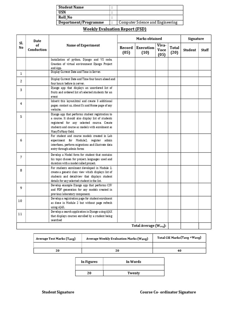 Weekly Evaluation Report - FSD | PDF | Computer Science | Software