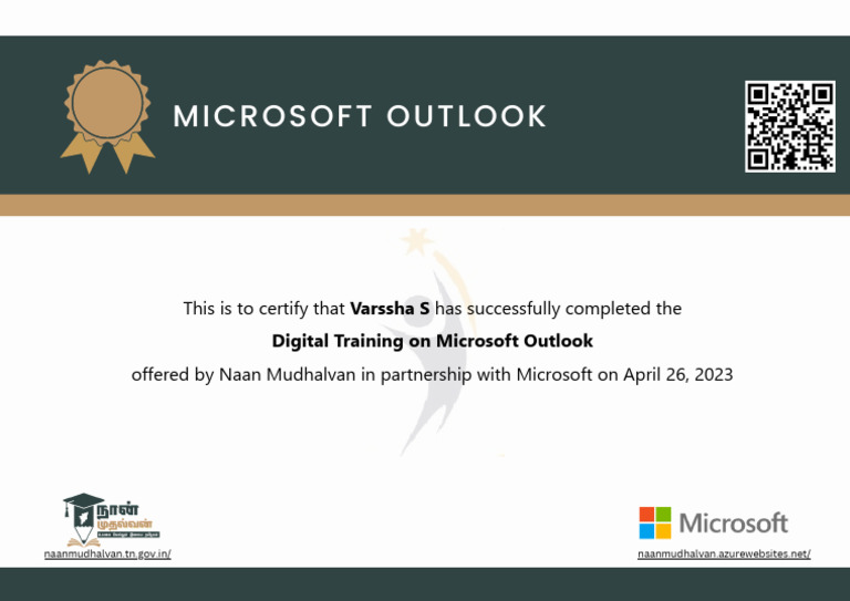 Microsoft Outlook Training Certificate | PDF