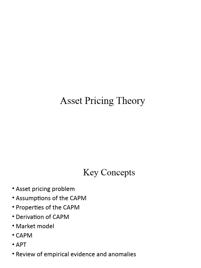 Asset Pricing Theory Notes | PDF | Capital Asset Pricing Model | Modern ...