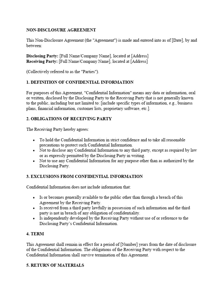 Non-Disclosure Agreement | PDF | Non Disclosure Agreement | Legal Remedy