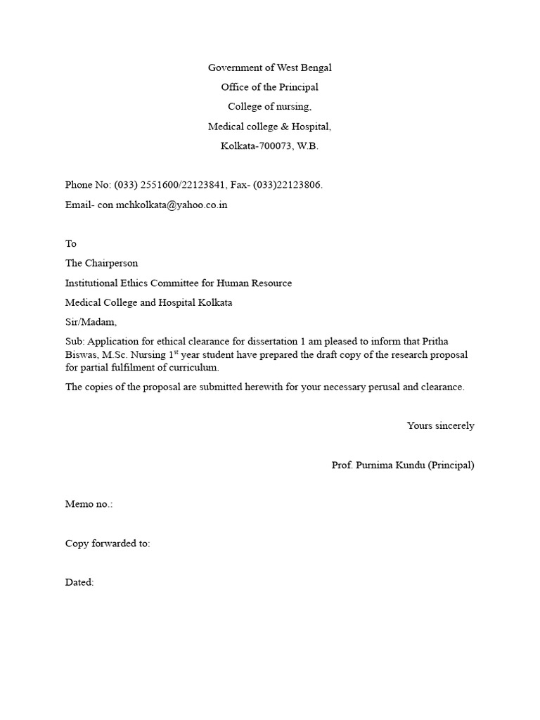 Ethical Letter For Research | PDF