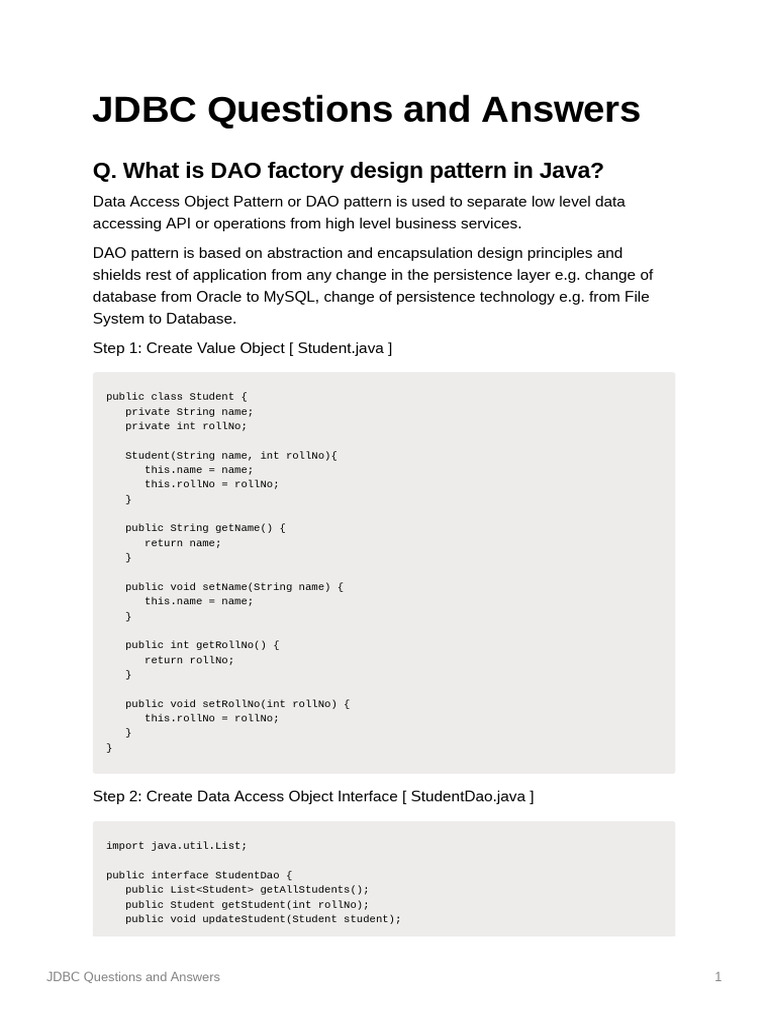 JDBC_Questions_and_Answers | PDF | Data | Computing JDBC_Questions_and_Answers | PDF | Data | Computing