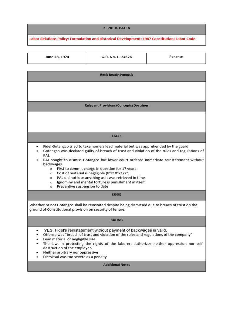 PAL v. PALEA | PDF | Law