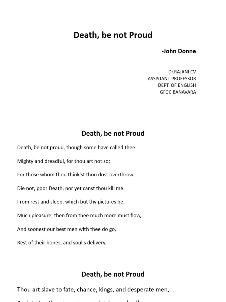 John Donne's "Death, be not Proud" Analysis | PDF