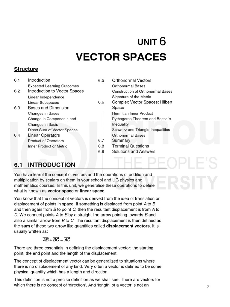 Unit 6 | PDF | Vector Space | Norm (Mathematics)