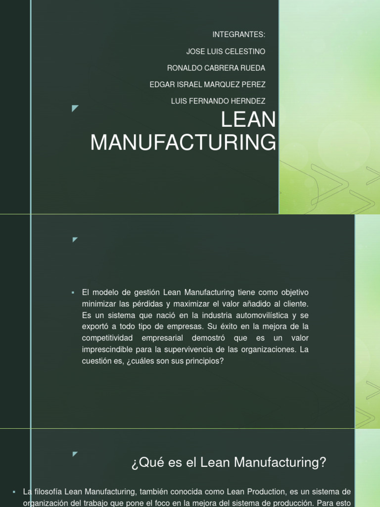 Principios y Beneficios del Lean Manufacturing | PDF | Lean ...