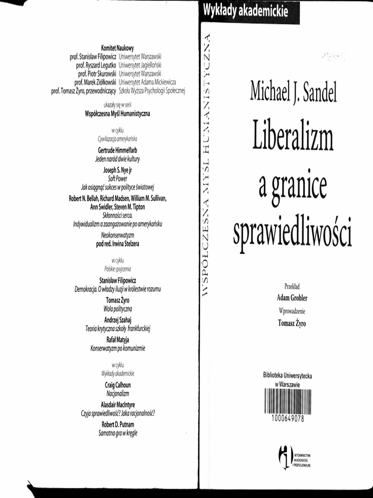 M. Sandel, Liberalizm A Granice Sprawiedliwości | PDF