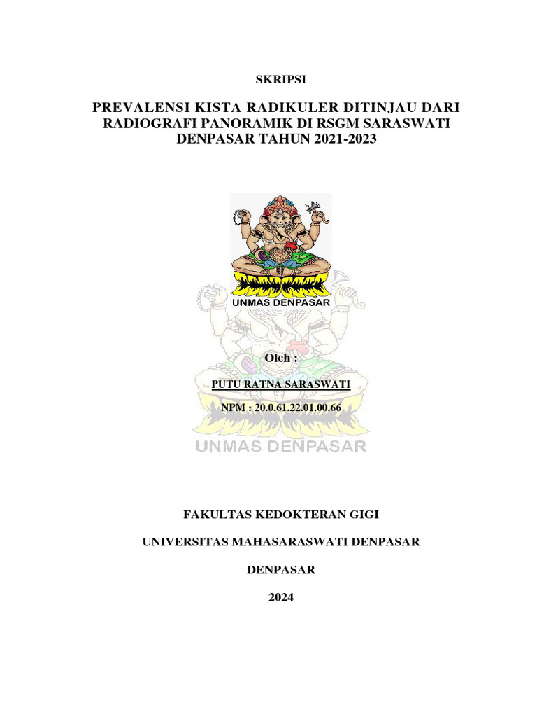 Prevalensi Kista Radikuler di RSGM 2021-2023 | PDF