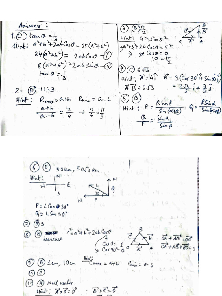 Answer Key (Vector) | PDF