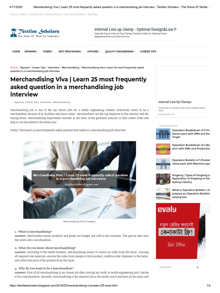 Top 25 Merchandising Interview Questions | PDF | Textiles | Clothing