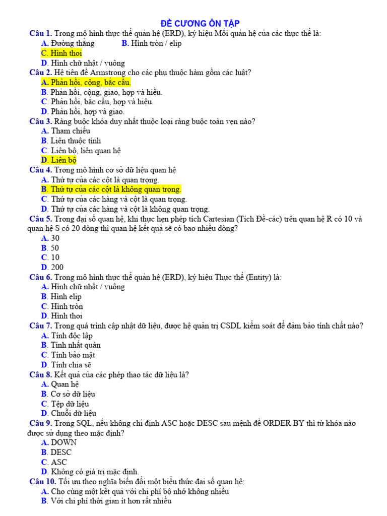 DE CUONG ON TAP | PDF