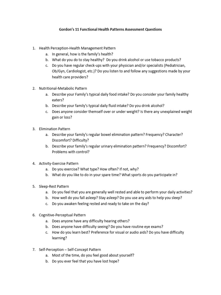 Dokumen - Tips Gordons 11 Functional Health Patterns Assessment | PDF ...