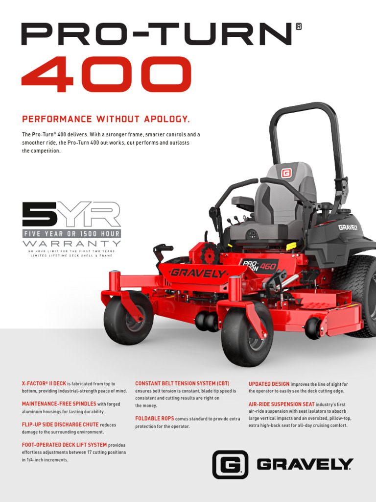 Gravely Pro Turn 400 Sellsheet 2021 | PDF | Axle | Automotive Industry