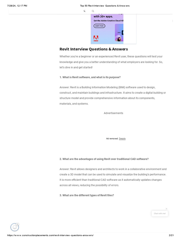 Top 50 Revit Interview Questions & Answers | PDF | Autodesk Revit | Computer Aided Design