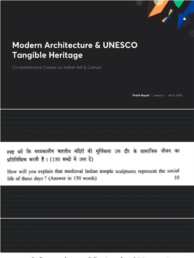 Modern Architecture UNESCO Tangible Heritage With Anno | PDF
