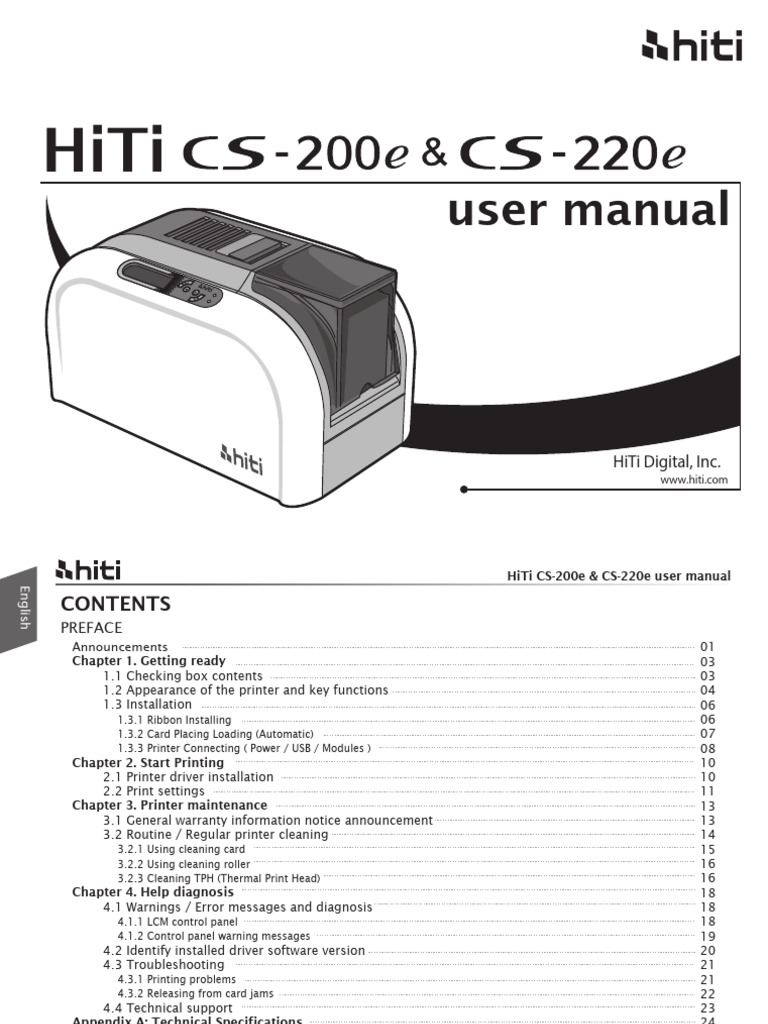 CS-200e&CS-220e Manual | PDF | Printer (Computing) | Electrical Connector