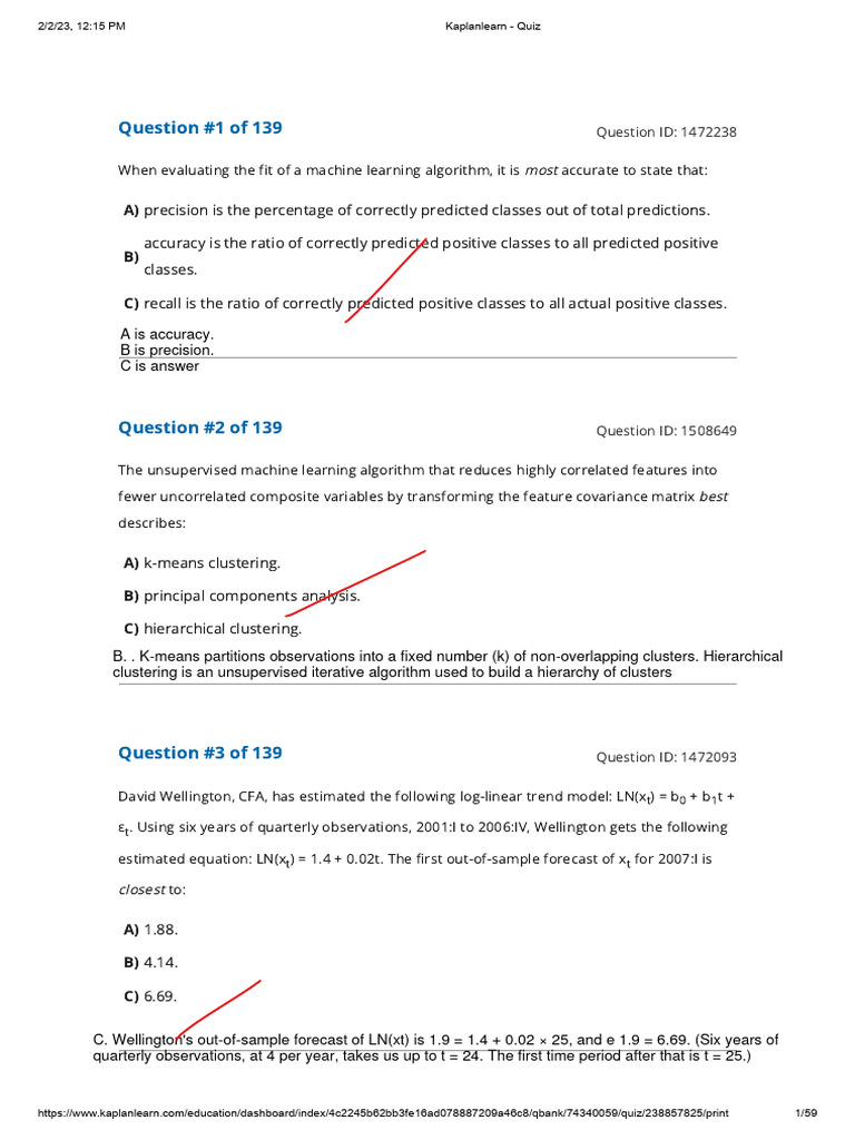 Question #1 of 139 | PDF | Errors And Residuals | Cluster Analysis