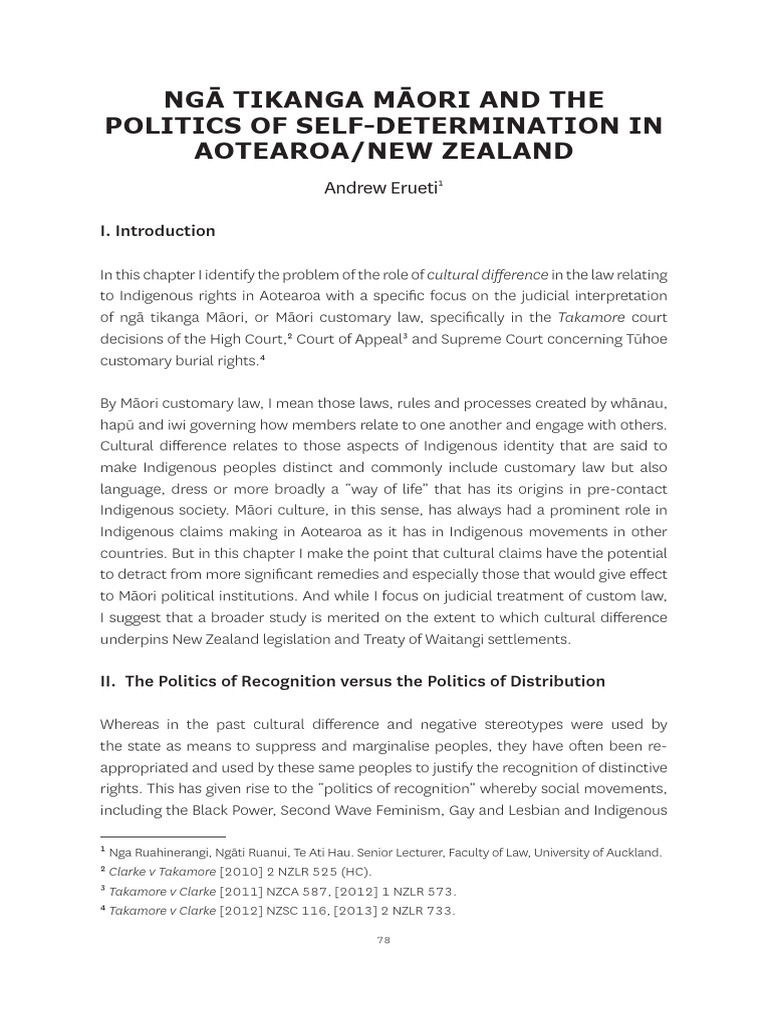 Māori Customary Law and Self-Determination | PDF | Māori People ...