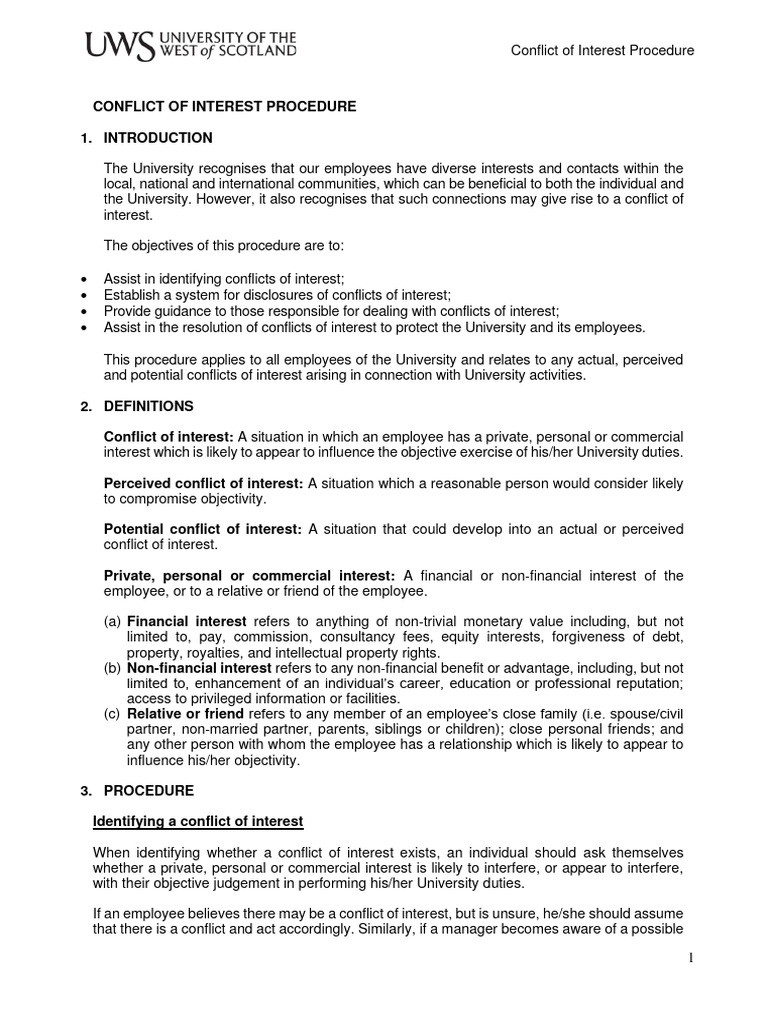 Conflict of Interest Procedure 2023 | PDF | Conflict Of Interest ...