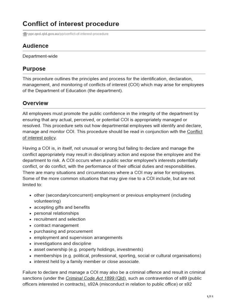 Conflict of Interest Procedure | PDF | Employment | Conflict Of Interest