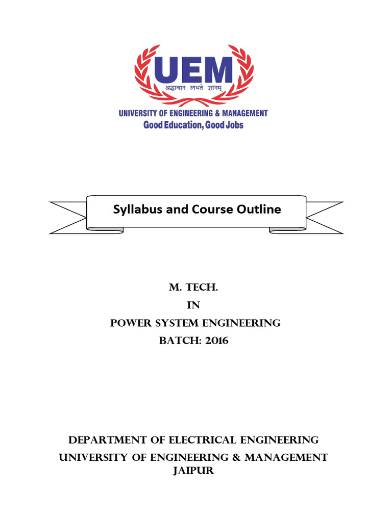 M.tech. - EE - PSE Syllabus and Outline Wef 2016 | PDF | Discrete ...
