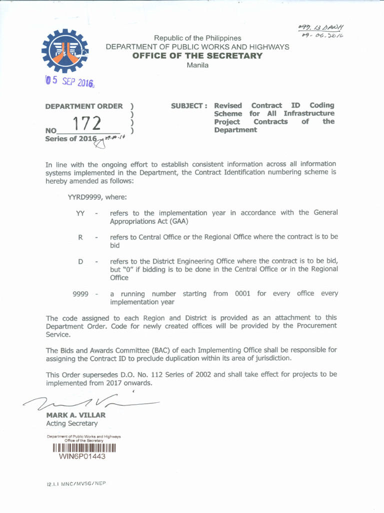 DO - 172 - s2016 Contract ID | PDF | Philippines