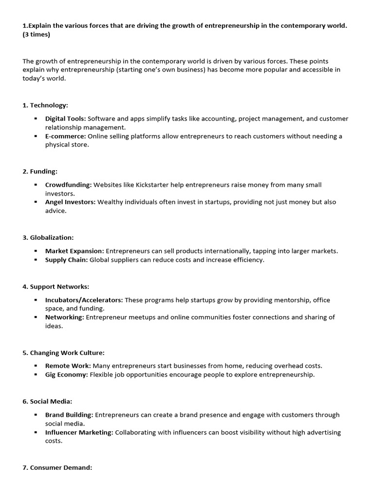 Entrepreneurship Important Long Solution | Download Free PDF ...